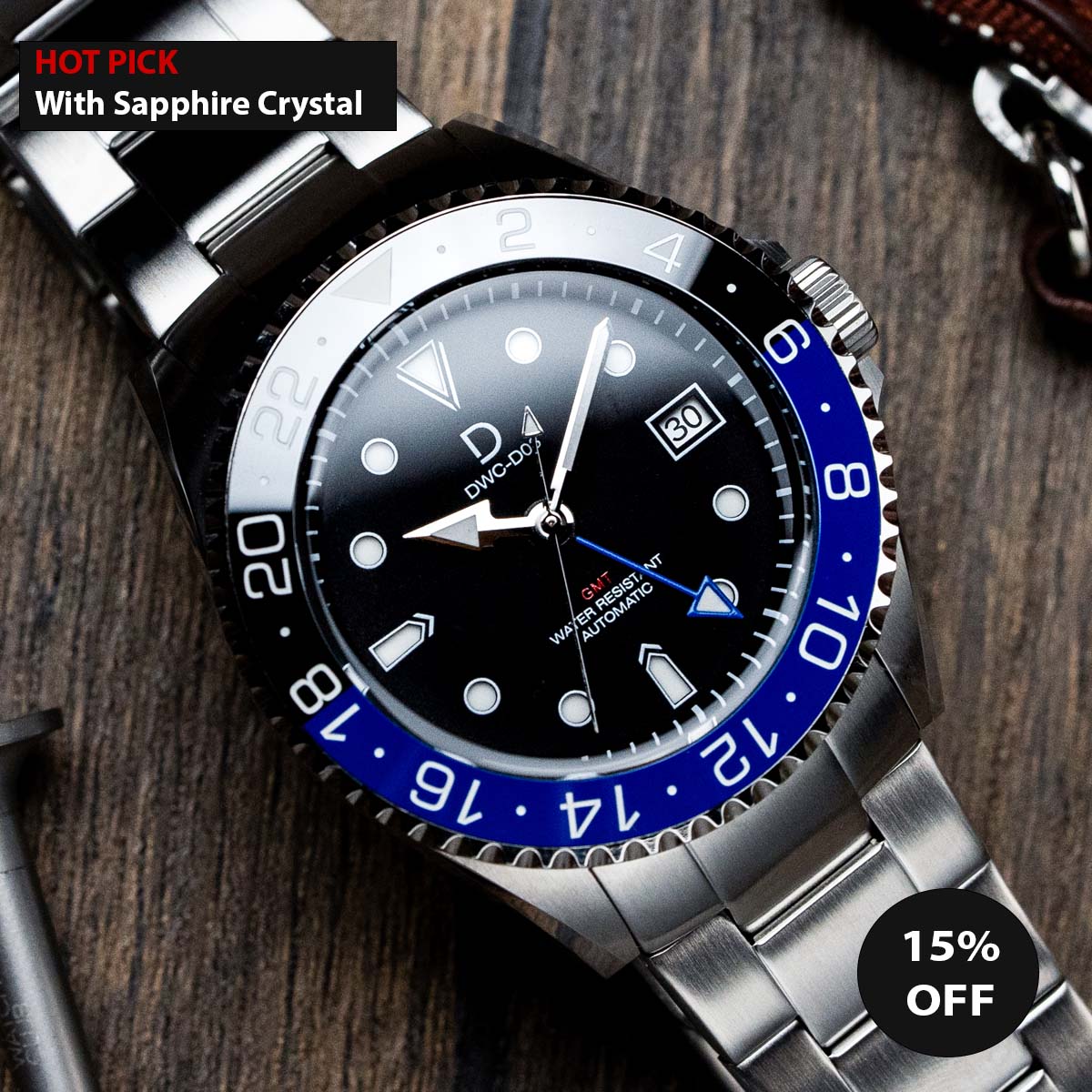 42mm "Batman" Diver Dress GMT Watch Kit | NH34 GMT Dive Watch | Stainl ...