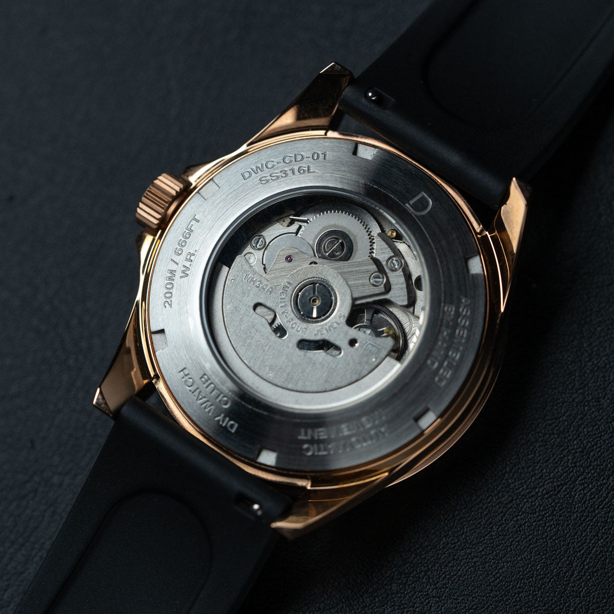 DIY Watch Kit | 42mm Black and Rose Gold GMT Dive Watch | Seiko GMT mo ...